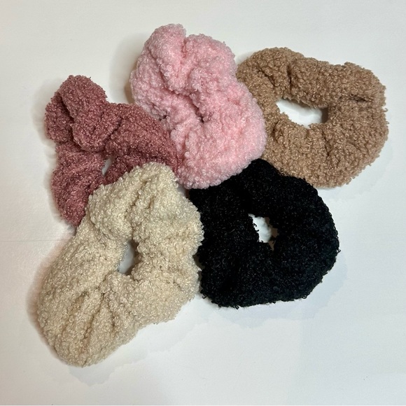 Accessories | Lot Of 5 Fuzzy Hair Scrunchies New | Poshmark